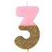 3rd Birthday Candle Age 3 Gold Glitter Candle Three - Etsy