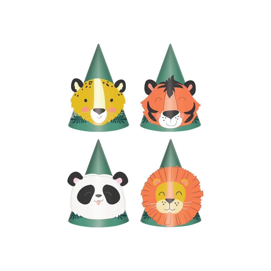 Safari Birthday Party Hats 8ct, Paper Hats, Jungle Party Decorations ...