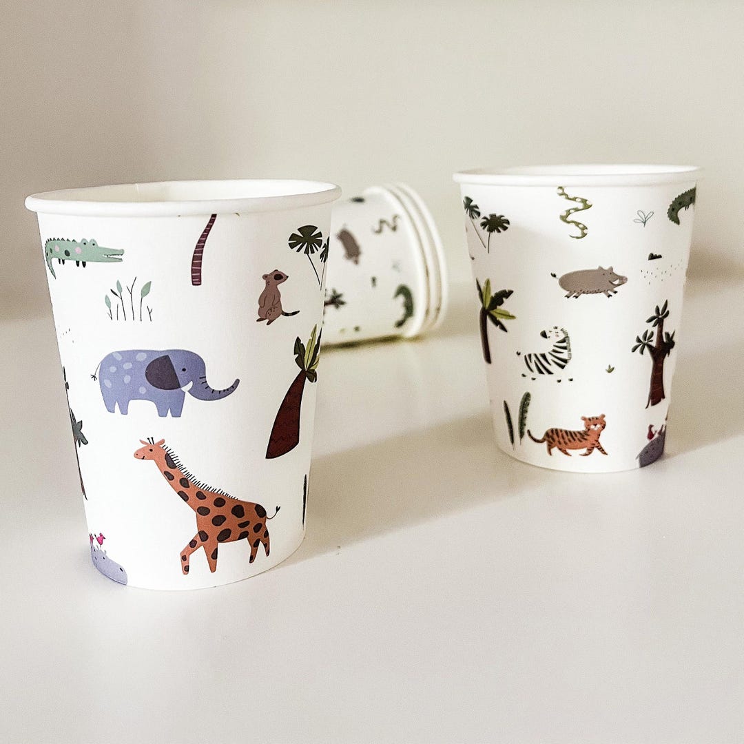 Safari Animals Party Cups 8ct - Jungle Birthday Decorations, Safari ...