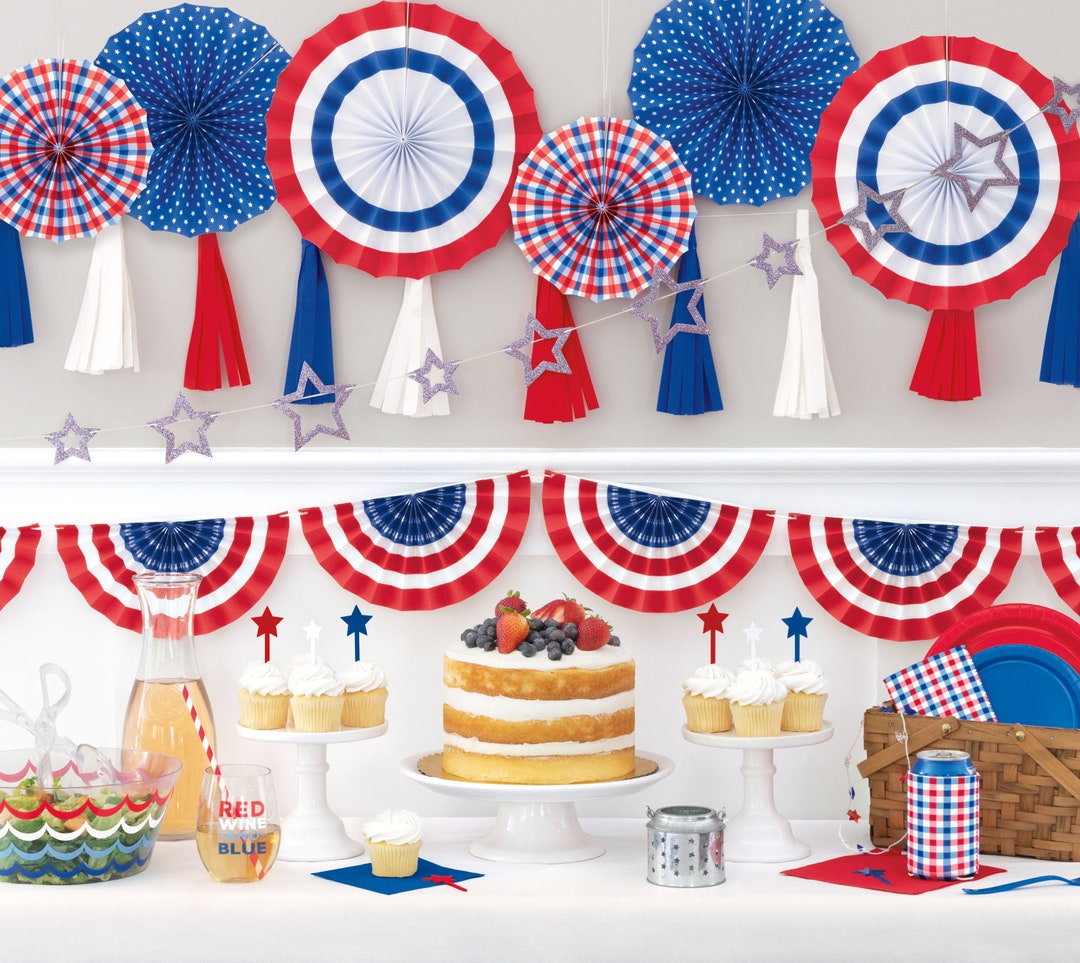 Patriotic Party Garland 4th of July Party Banner, Independence Day ...