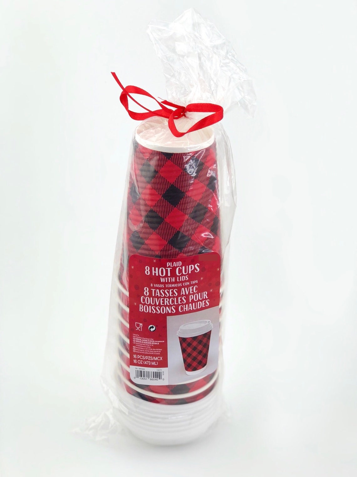 Buffalo Plaid Coffee Cups With Lids - Buffalo Plaid Party Supplies ...