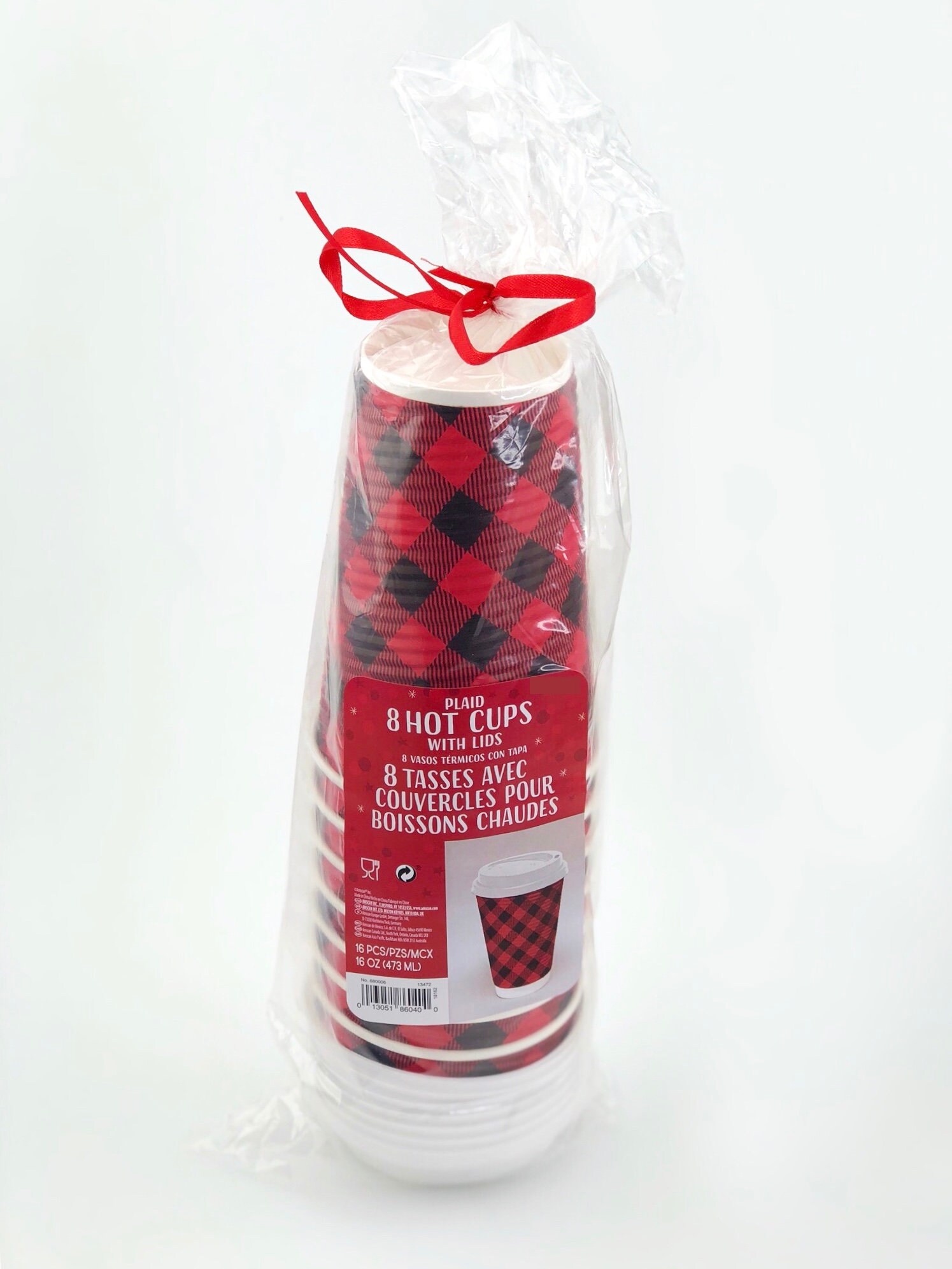 Buffalo Plaid Coffee Cups With Lids - Buffalo Plaid Party Supplies ...