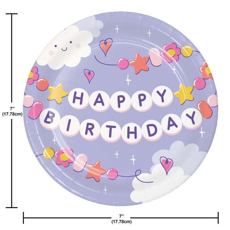 Purple Happy Birthday Cake Plates – 7" Round Paper Plates (8ct) – Cloud ...