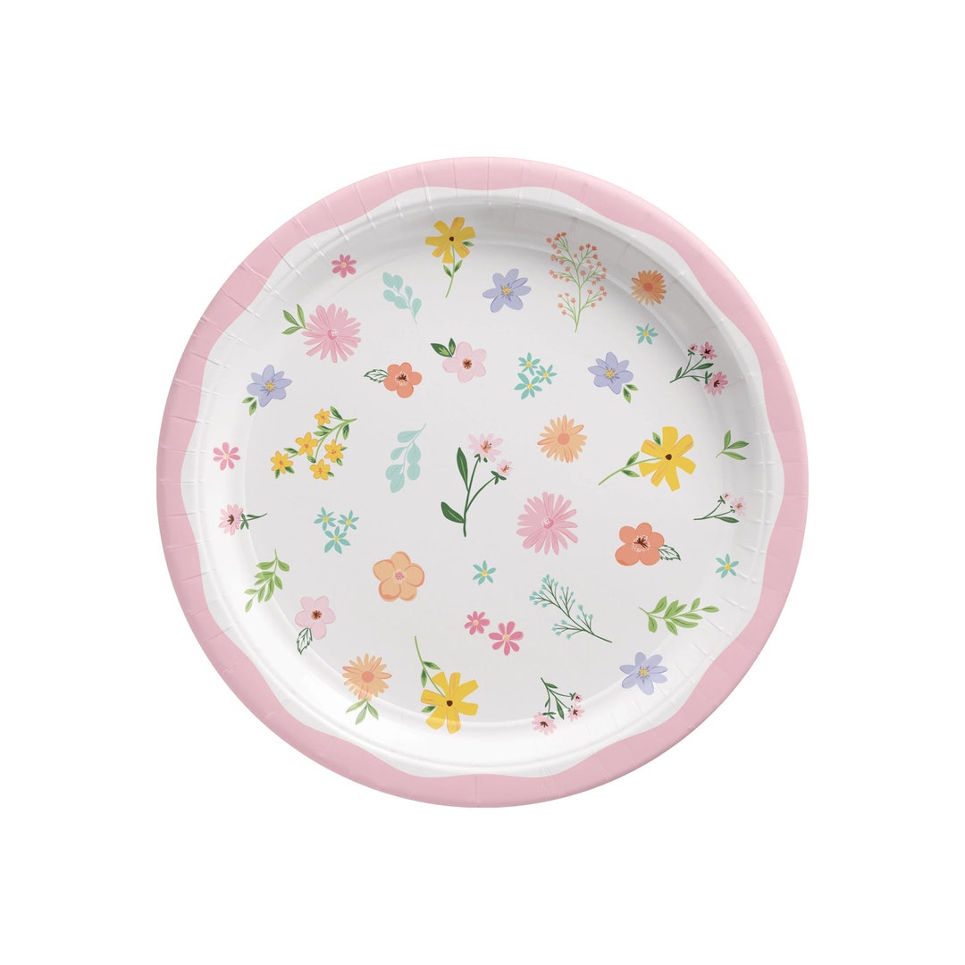 Floral Paper Cake Plates, Dessert Plates, Tea Party Baby Shower, Floral ...