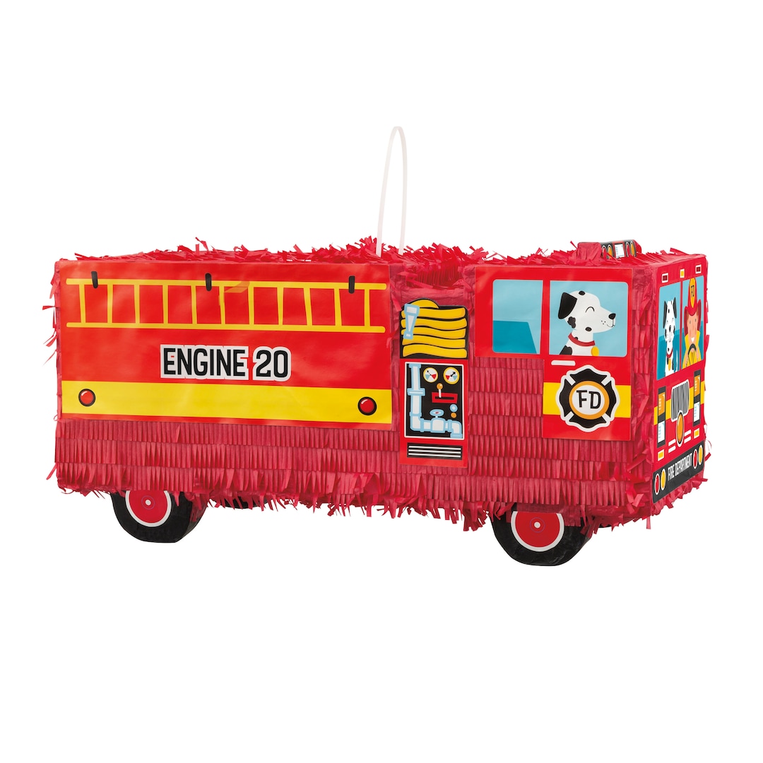 Firetruck Pinata - First Responder Birthday, Fire Truck Party Decor ...