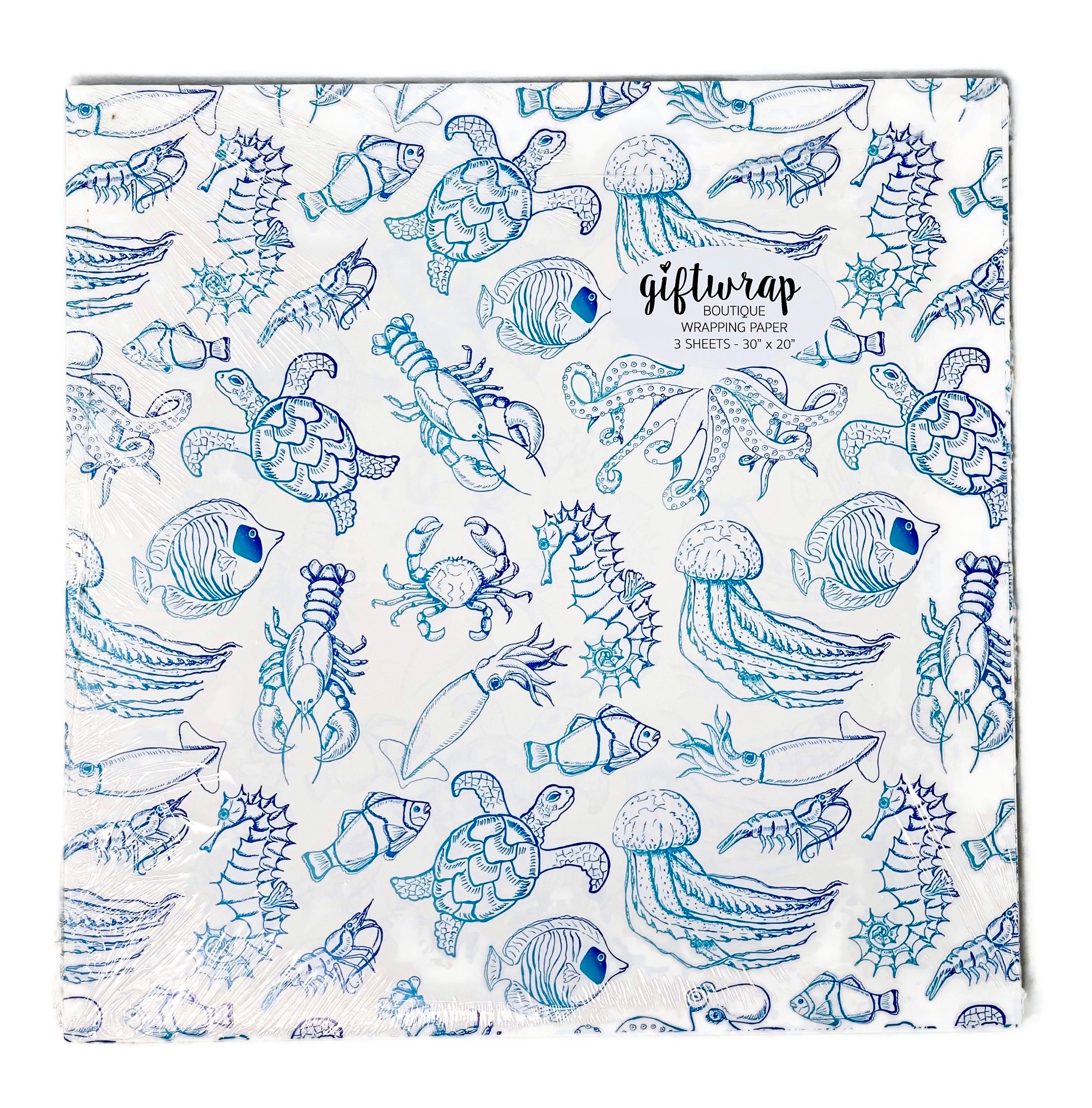 Ocean Wrapping Paper Sea Life Ocean Party Nautical Party - Etsy