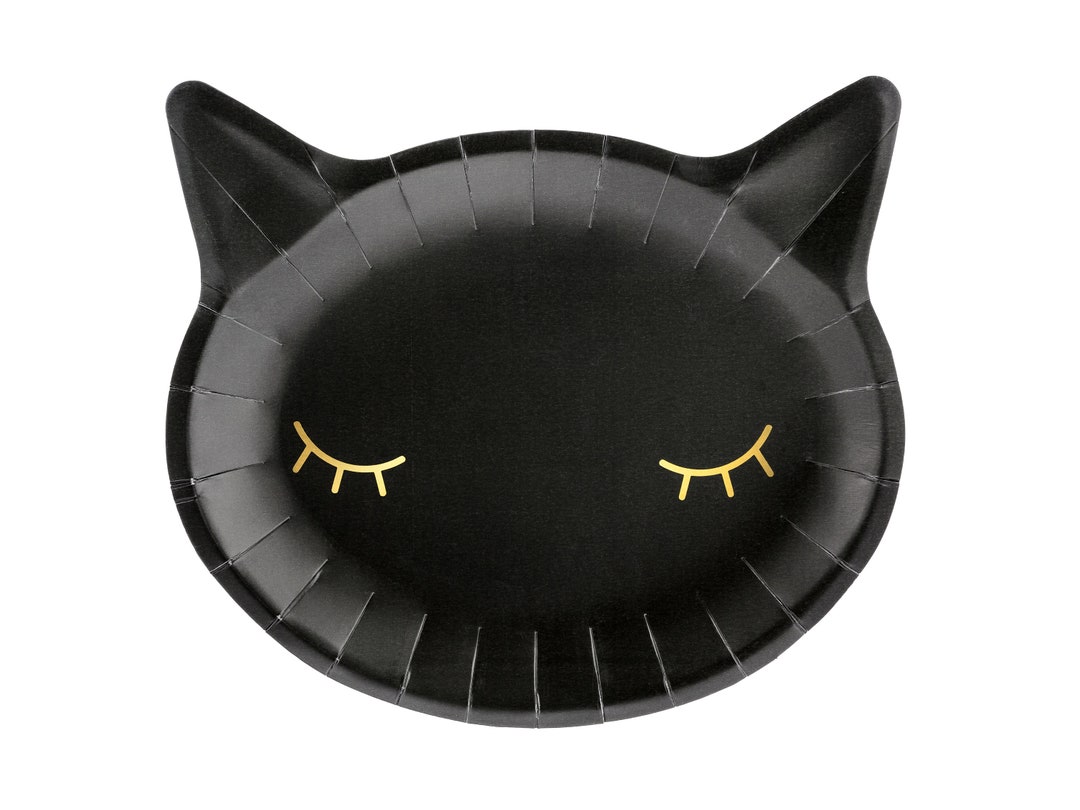Black Cat Shaped Plates - Cat Party Plates, Kitty Birthday Decorations ...