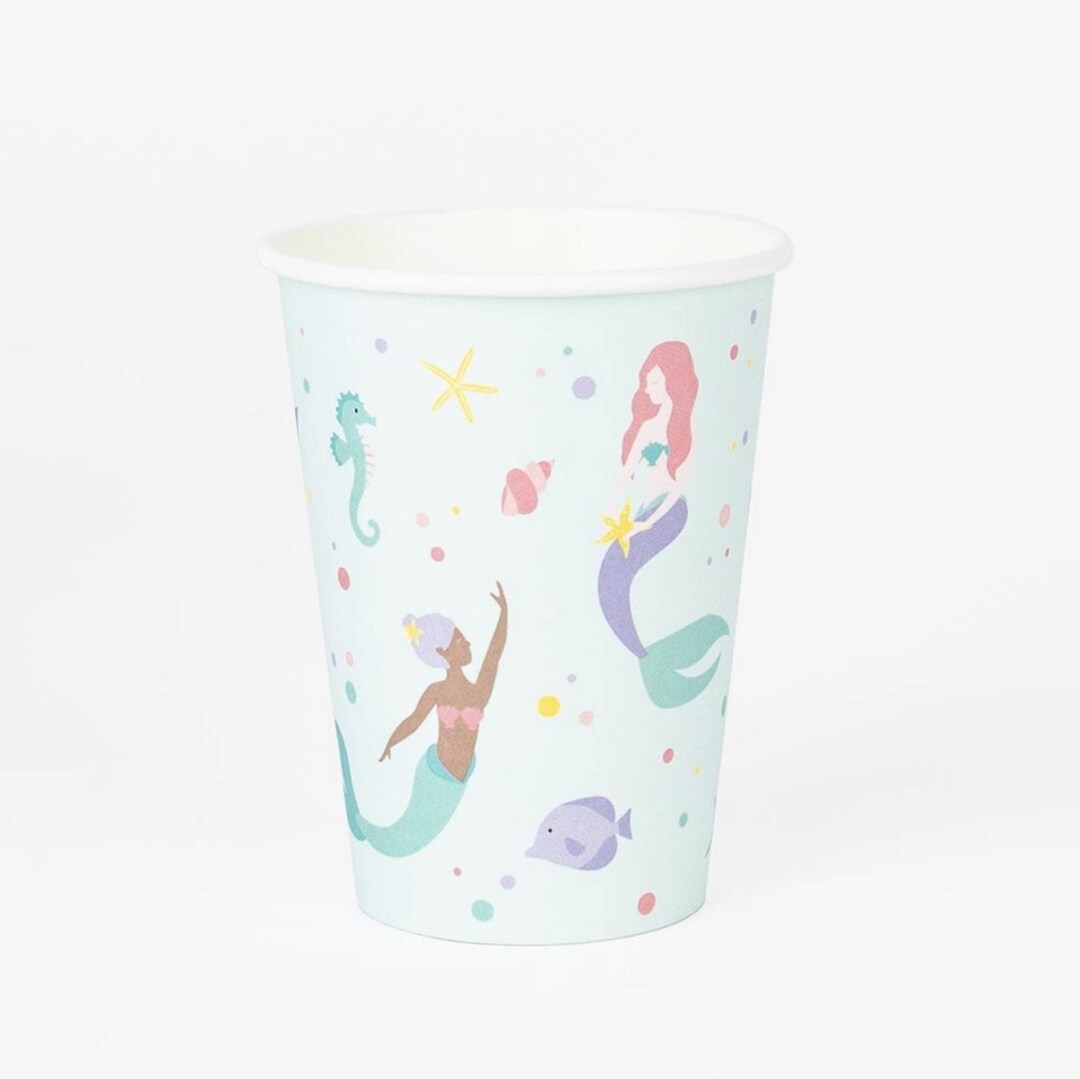 Mermaid Party Cups - Mermaid Birthday Decorations, Sea Party Supplies ...