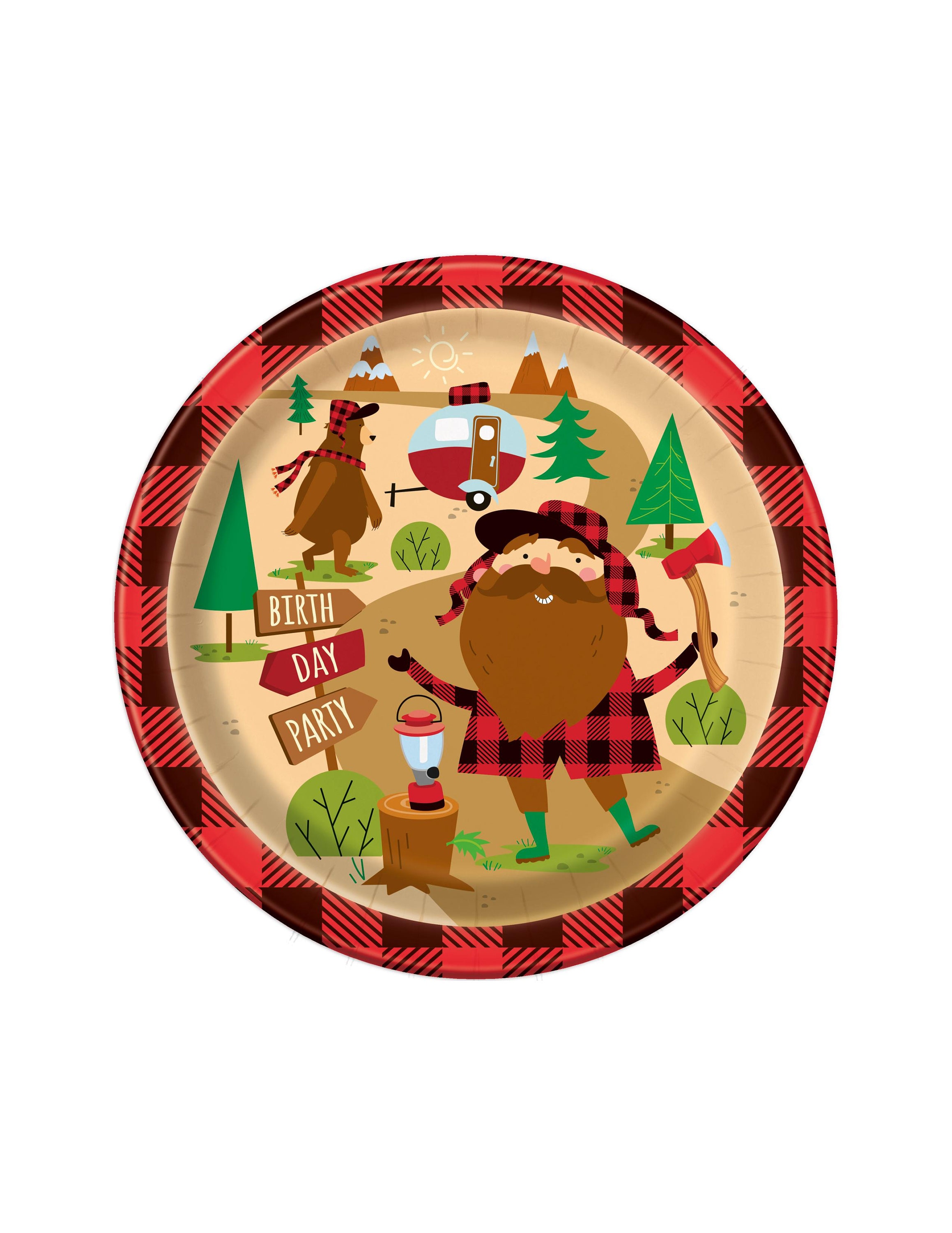9 Lumberjack Birthday Party Plates Buffalo Plaid - Etsy