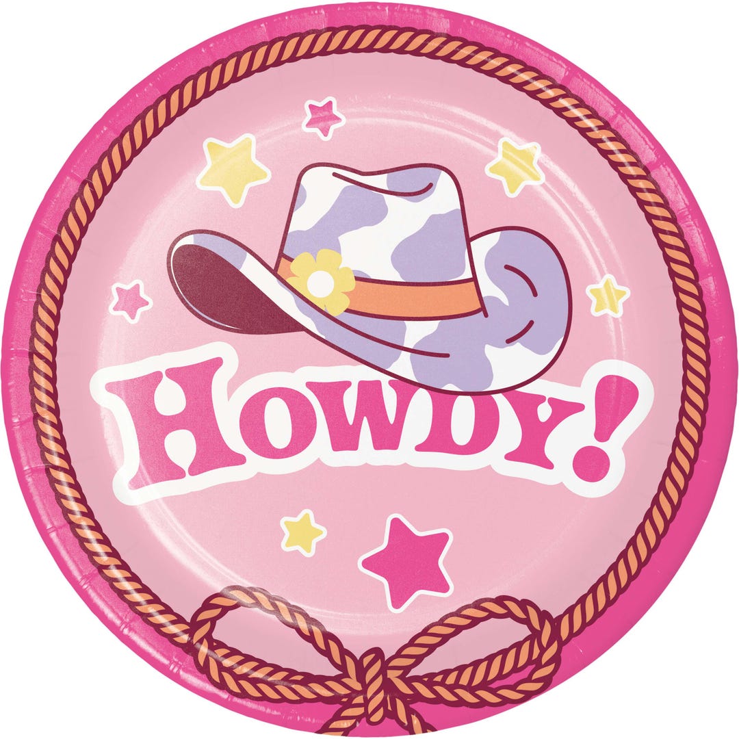 Pink Cowgirl Cake Plates 8ct – 7" Howdy Western Plates for Girl ...