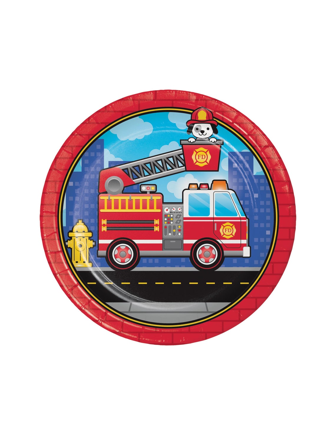 Firetruck Party Plates - Firefighter Birthday Party, Firefighter ...
