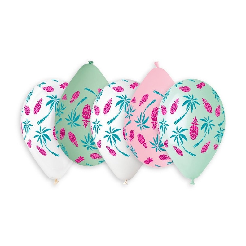 5 Tropical Balloons - Tropical Party, Palm Leaf Party, Pineapple Party ...