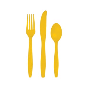 24-set Yellow Cutlery - Birthday Party Supplies - Boy Baby Shower ...