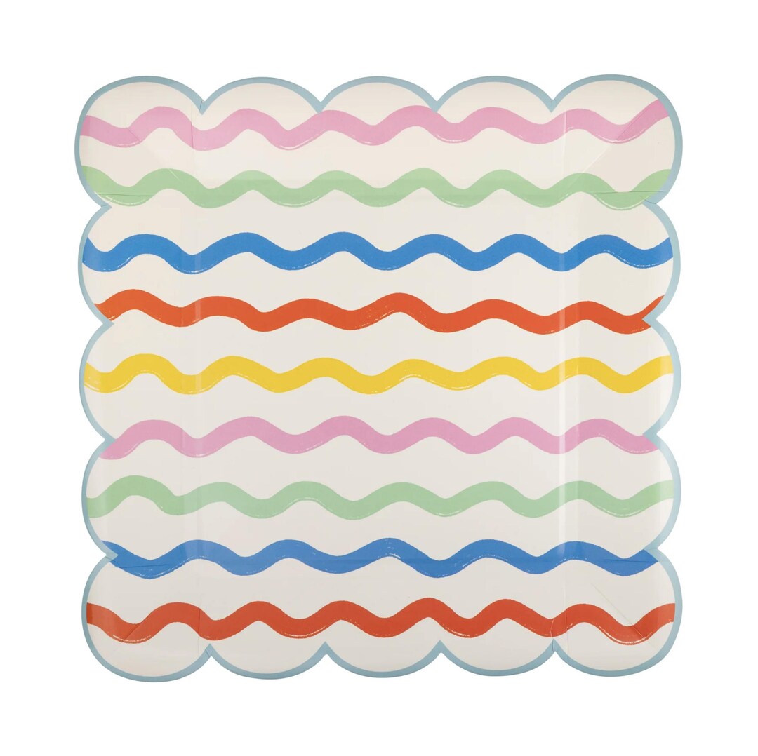 Rainbow Wavy Stripe Paper Plates 8ct - Rainbow Birthday Plates, Paint ...