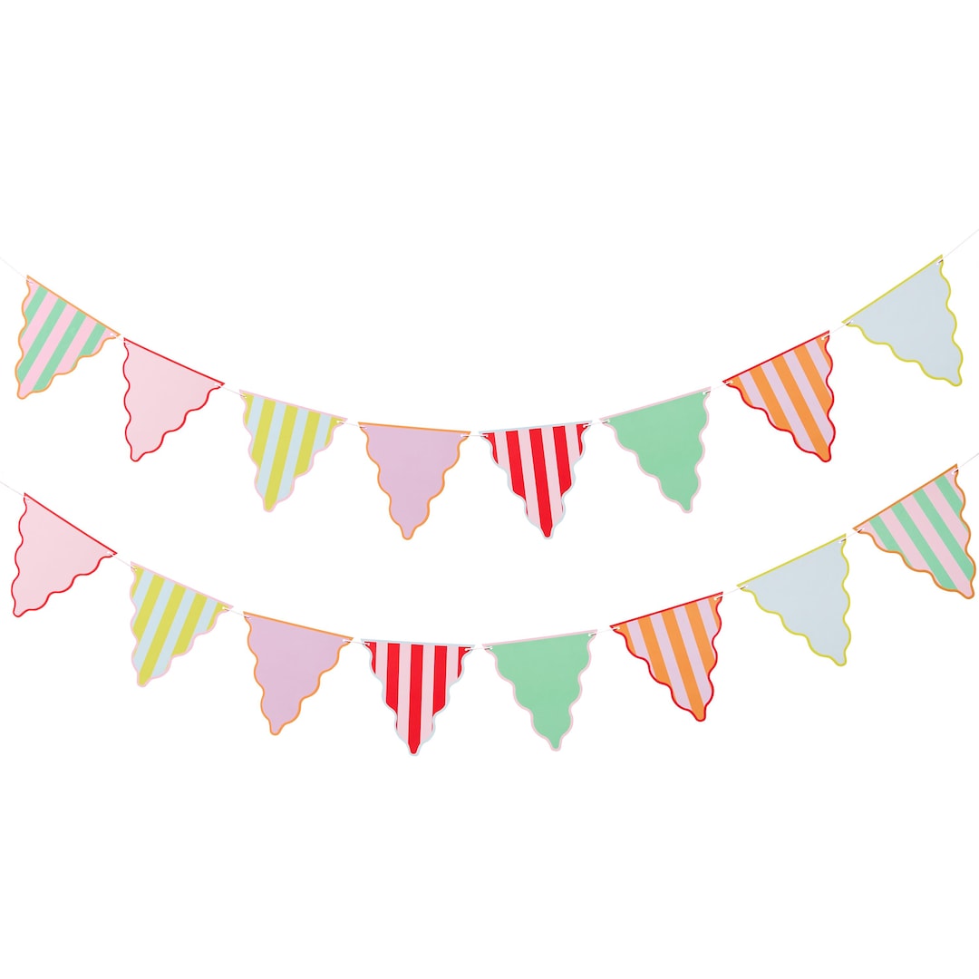 Colorful Wavy Pennant Banner 13.1ft - Colorful Paper Bunting, Bright ...