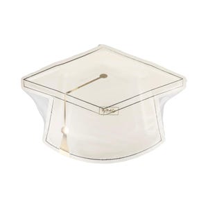 White Graduation Cap Plates 8ct – Shaped Paper Plates for Graduation ...