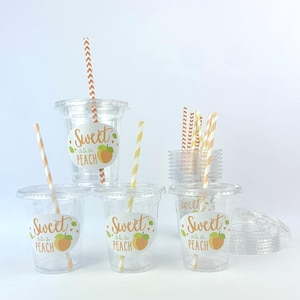 Peach Party Cups - Peach Birthday, Sweet as a Peach, Peach Party Favors ...