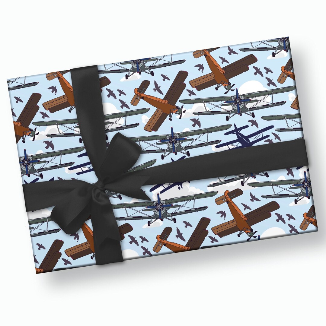 Airplane Gift Wrap - Vintage Airplane Paper, Travel Wrapping Paper ...