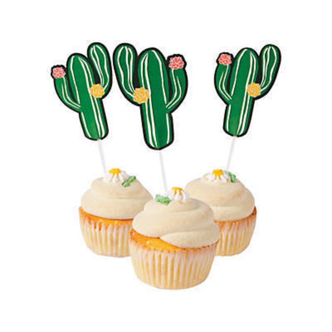 Cactus Picks - Cactus Cupcake Toppers, Fiesta Party, Cinco De Mayo ...