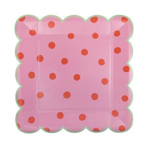 Pink & Mint Polka Dot Party Plates 8ct - Watermelon Party Plates ...