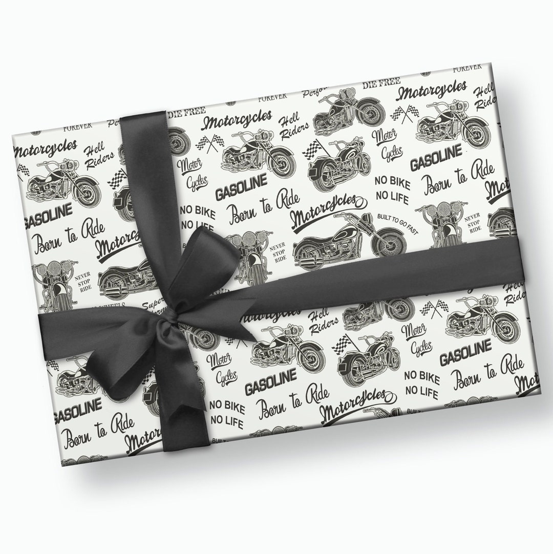 Motorcycle Wrapping Paper - Motorcycle Gift, Motorcycle Present ...