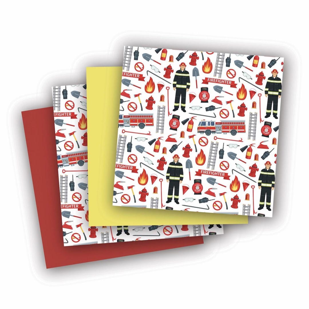 Firefighter Vinyl Pack – 4 Sheets, 12x12 | Red, Yellow, Firetruck ...