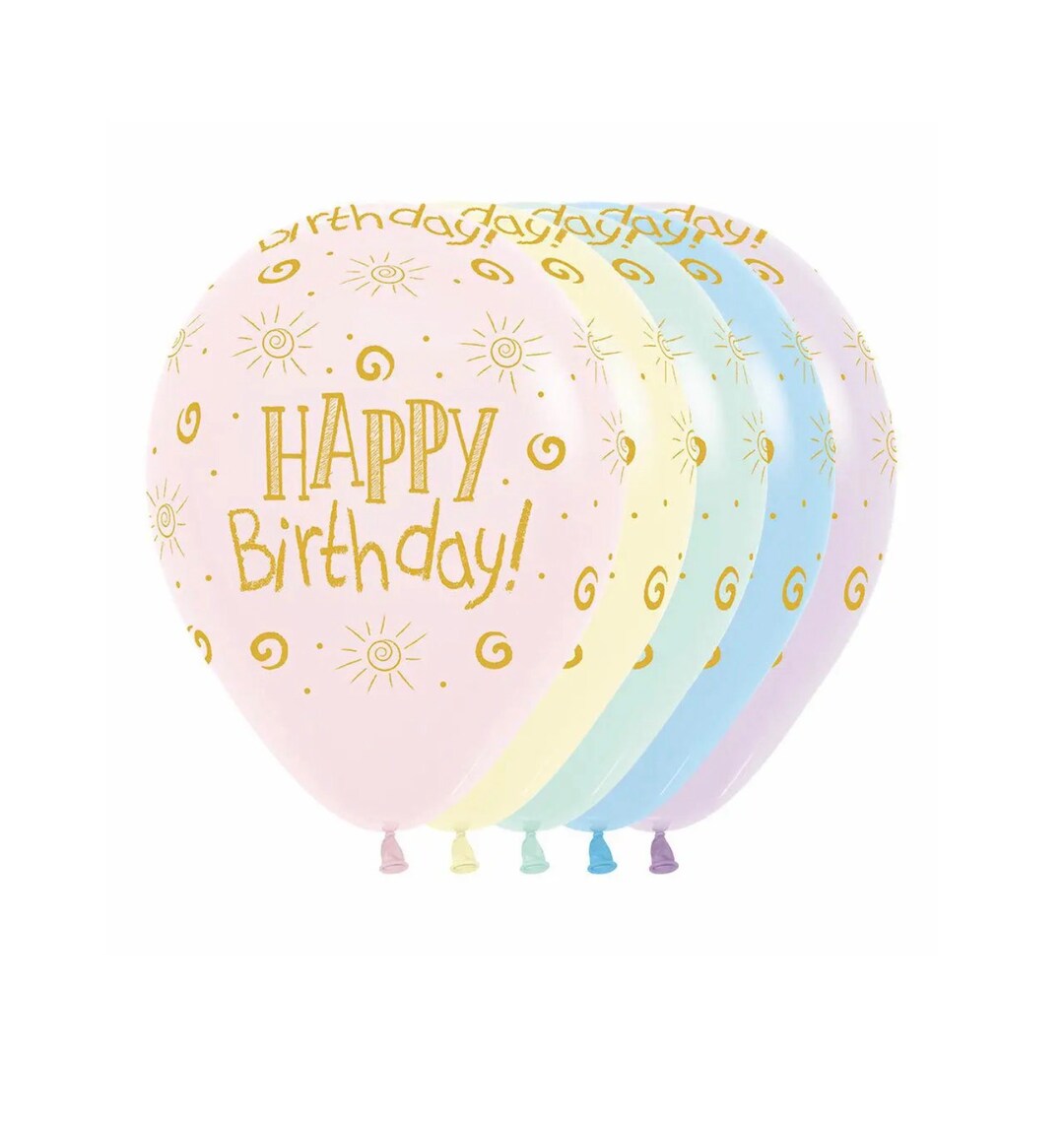 Pastel Happy Birthday Balloons - Pastel Rainbow Party, Party Balloons ...
