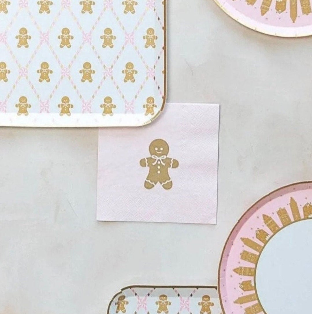 Pink Gingerbread Party Napkins - Pink Christmas Party Supplies, Winter ...