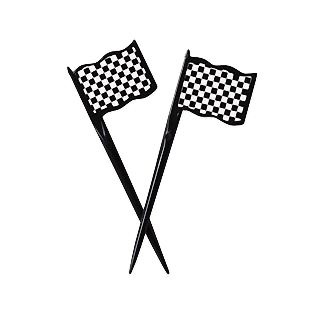 12 Racing Party Picks - Race Car Cupcake Toppers, Checkered Flag ...