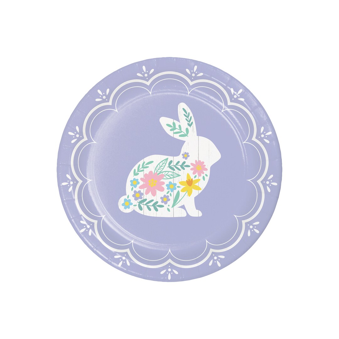 Easter Plates - Bunny Plates, Easter Party Supplies, Bunny Birthday ...