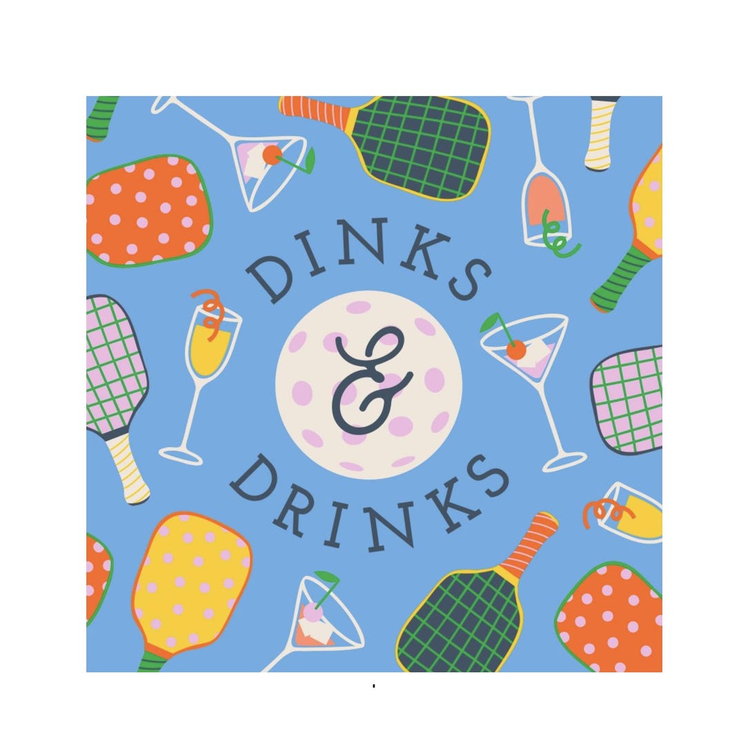 Dinks & Drinks Pickleball Napkins - Funny Cocktail Napkins, Pickleball Birthday Napkins, Adult ...