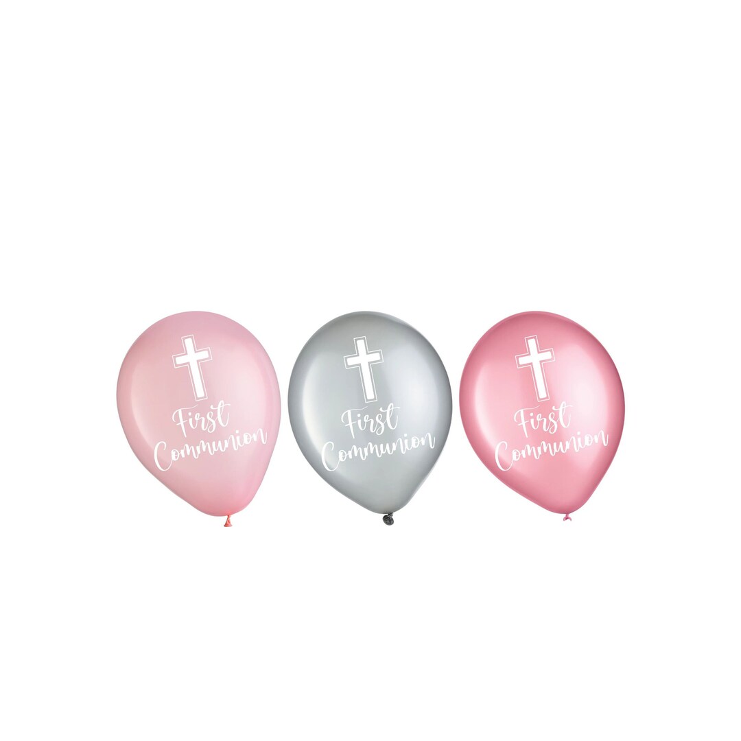 Girl 1st Communion Balloons 15ct, First Communion Party Balloons ...