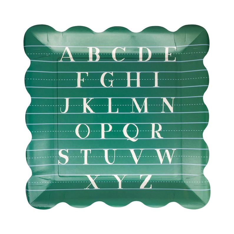 Back to School Alphabet Plates 8ct – Large 10x10 Paper Plates Teacher ...