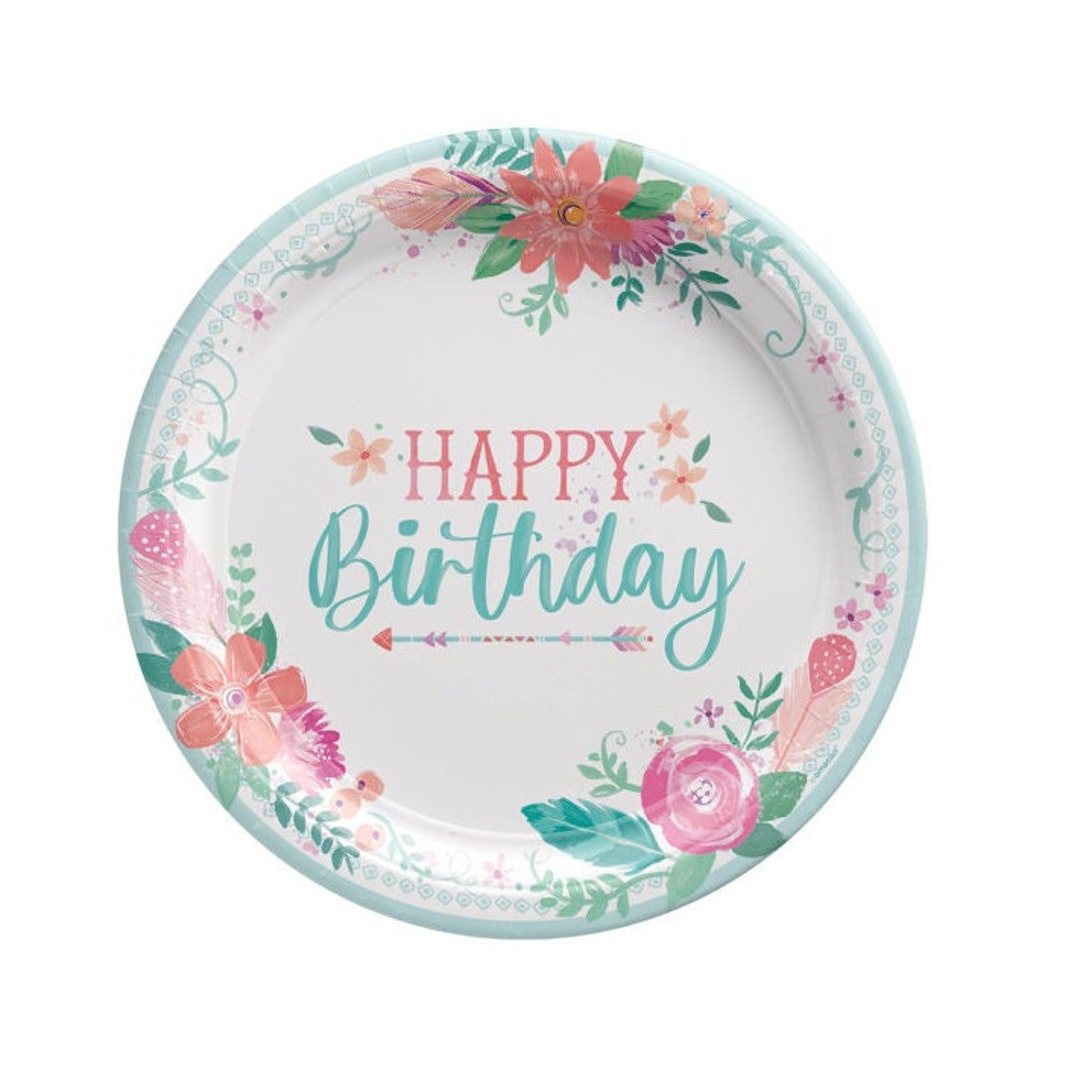 9" Boho Birthday Plates, Bohemian Party, Girl Wild One First Birthday ...