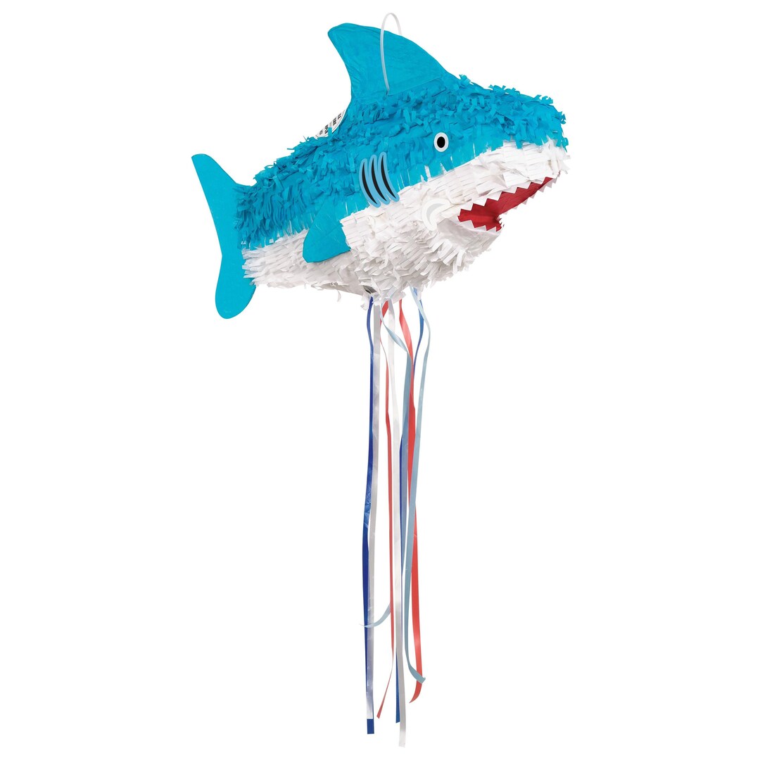 Shark Party Piñata - Shark Birthday Decorations, Beach Party Supplies ...