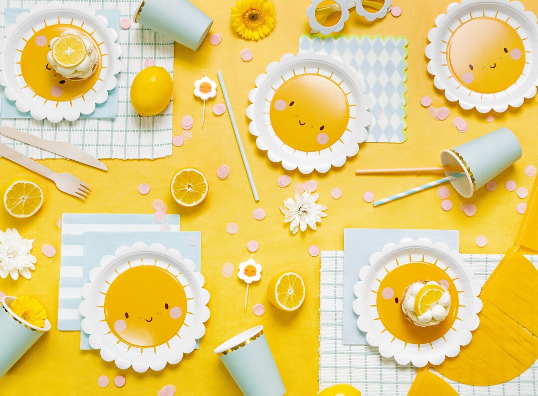 Sunshine Party Plates - Sprinkle Baby Shower, Boho Sun Birthday ...