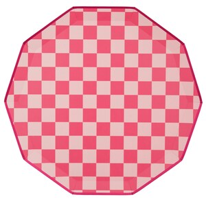 Pink Checkered Party Plates - Disco Cowgirl Bachelorette, Birthday ...