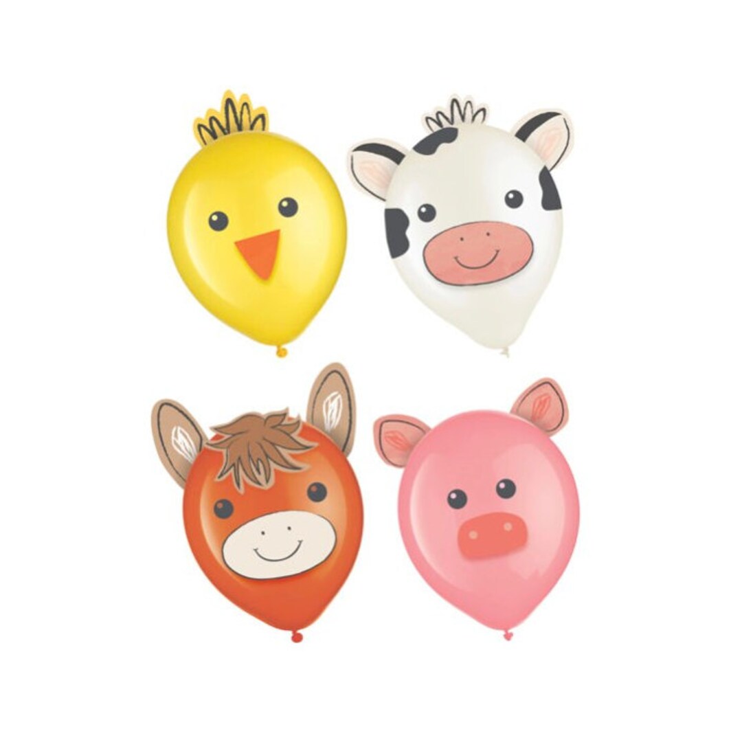 6 Farm Animal Balloons - Farm Birthday Balloons, Farm Party Decorations ...