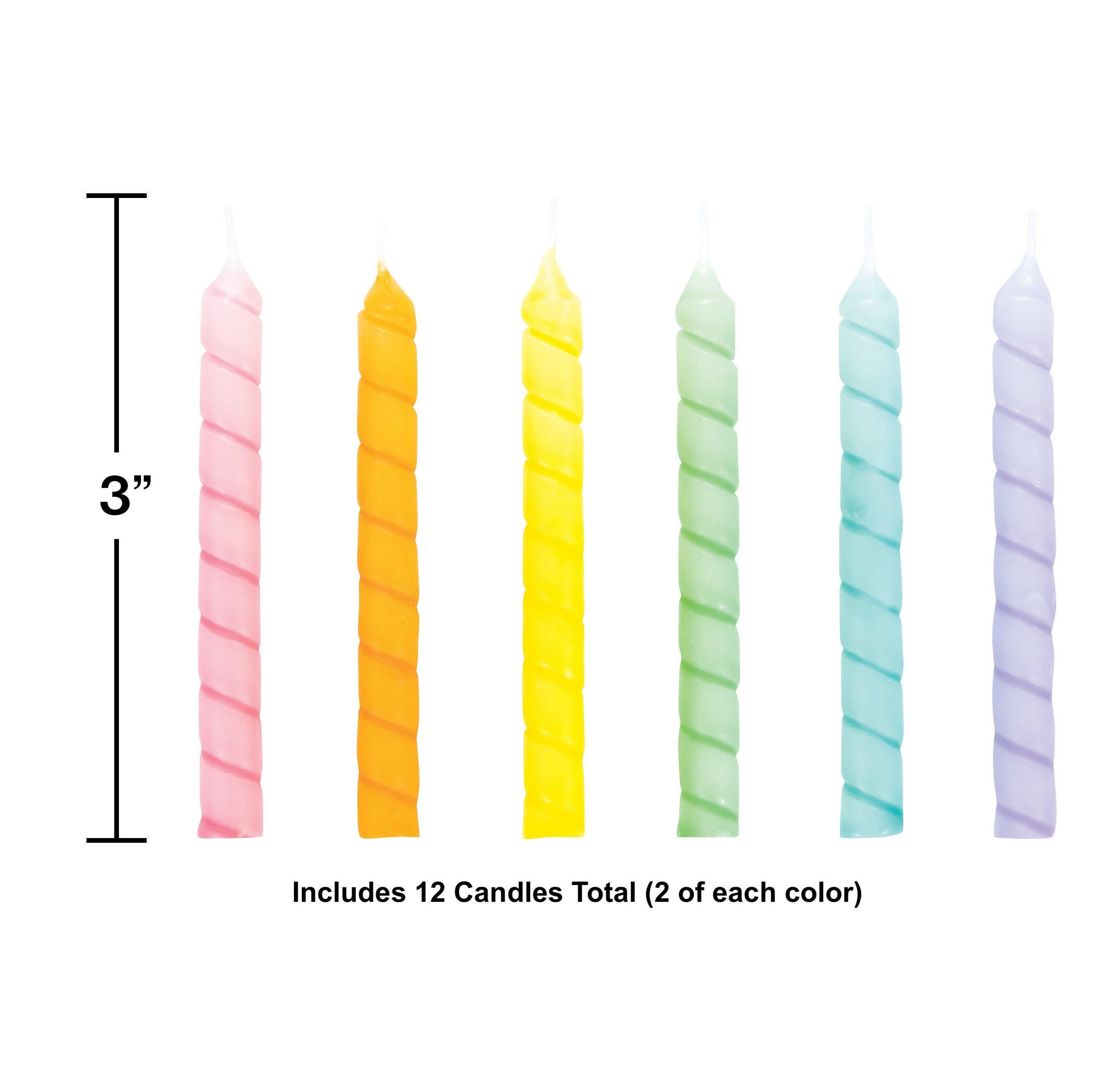 12 Pastel Party Candles Birthday Candles Pastel Rainbow | Etsy
