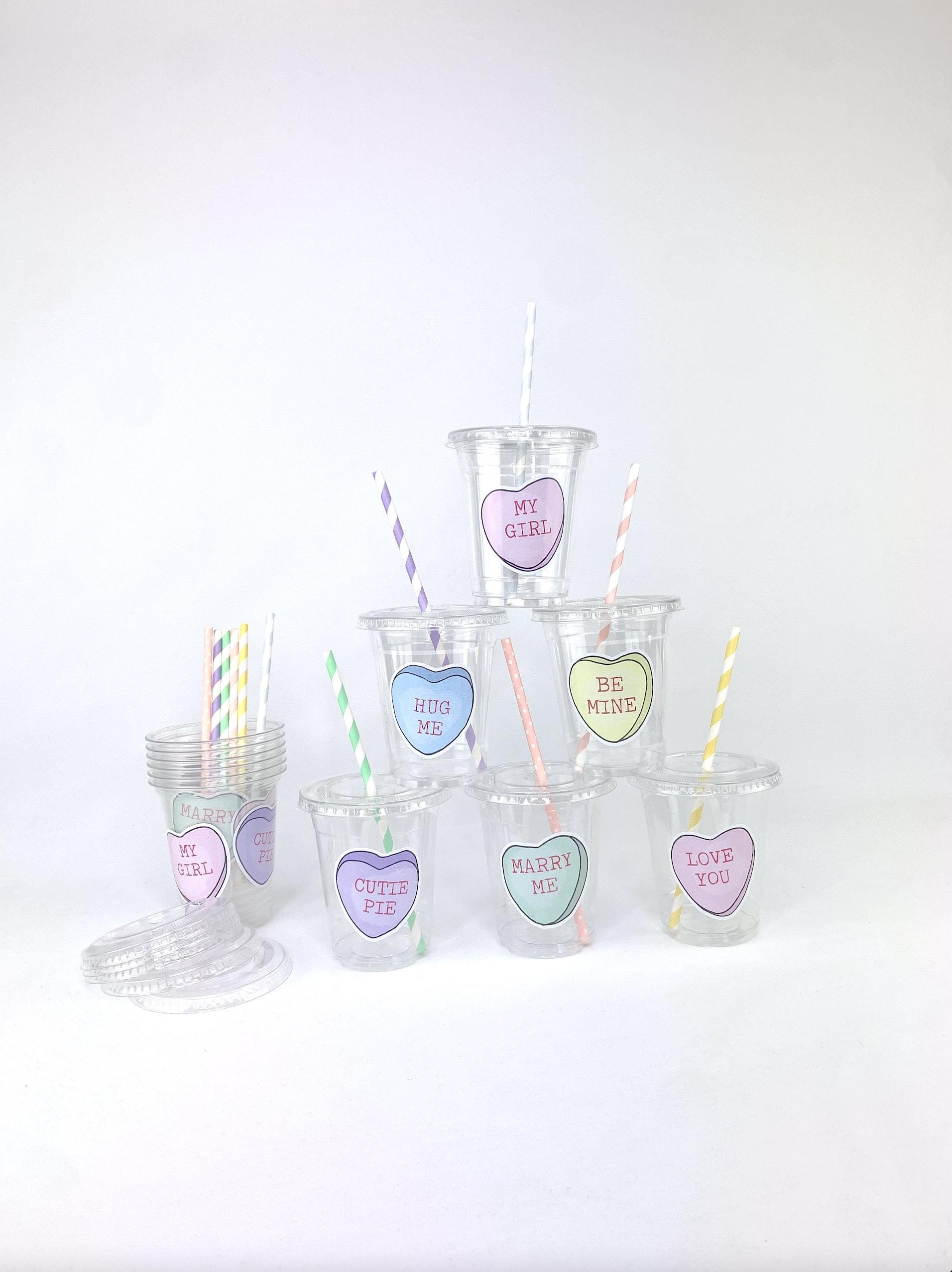 Conversation Heart Party Cups - Pastel Valentine's Day Party Favors ...
