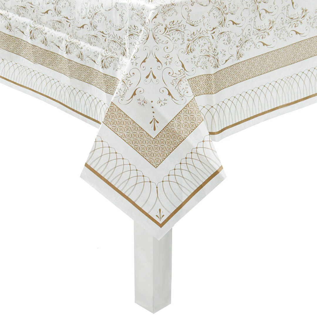 Gold and White Tablecloth - Elegant Wedding, Wedding Tablecloth ...