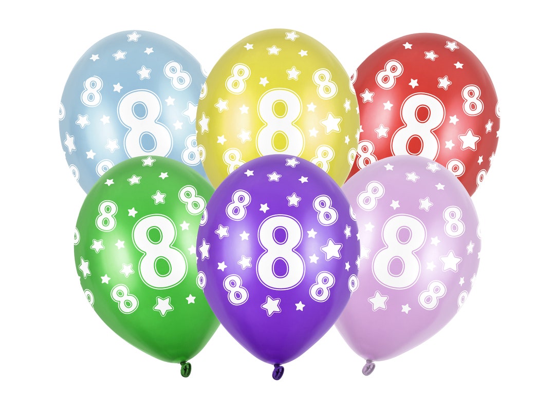 Eighth Birthday Balloons - Eight Birthday Decorations, Latex Balloons ...