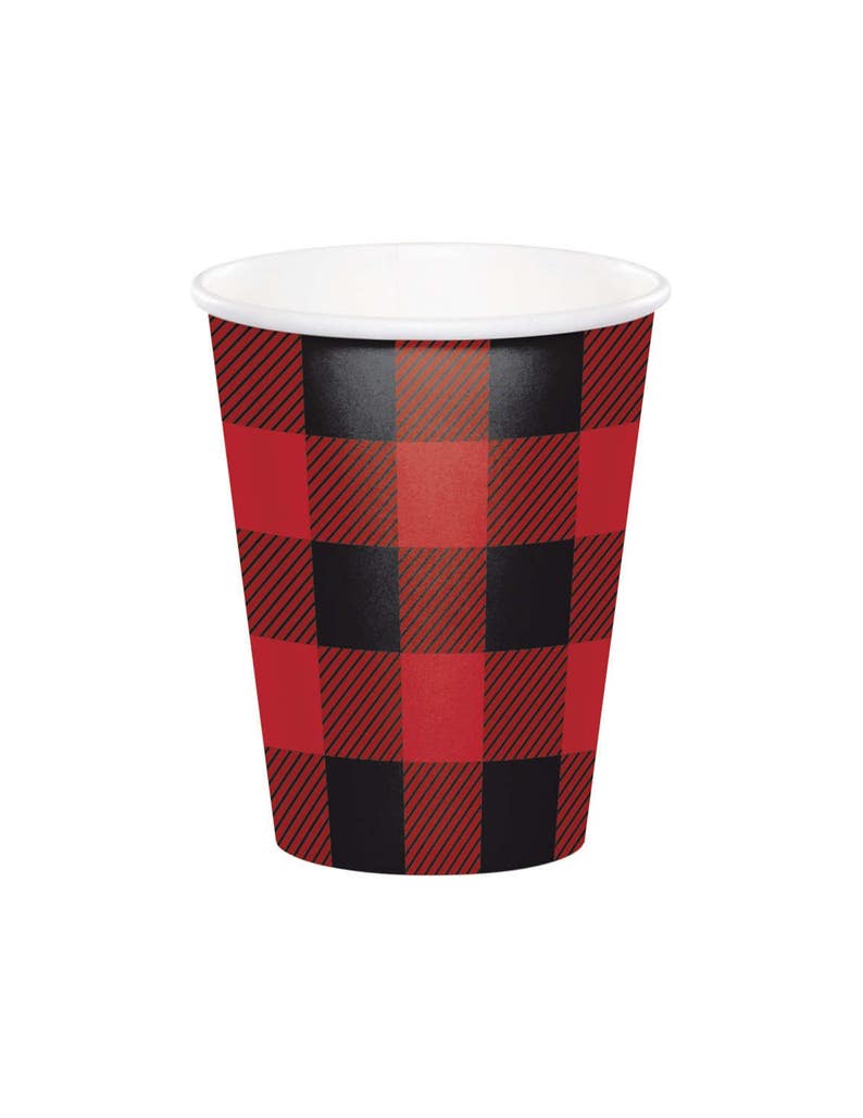 Buffalo Plaid Cups - Lumberjack Party, Buffalo Plaid Birthday, Woodland ...
