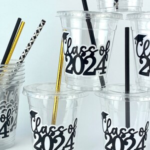 Graduation Cups, Class of 2024, Black and Gold Graduation, 2024 Cups ...