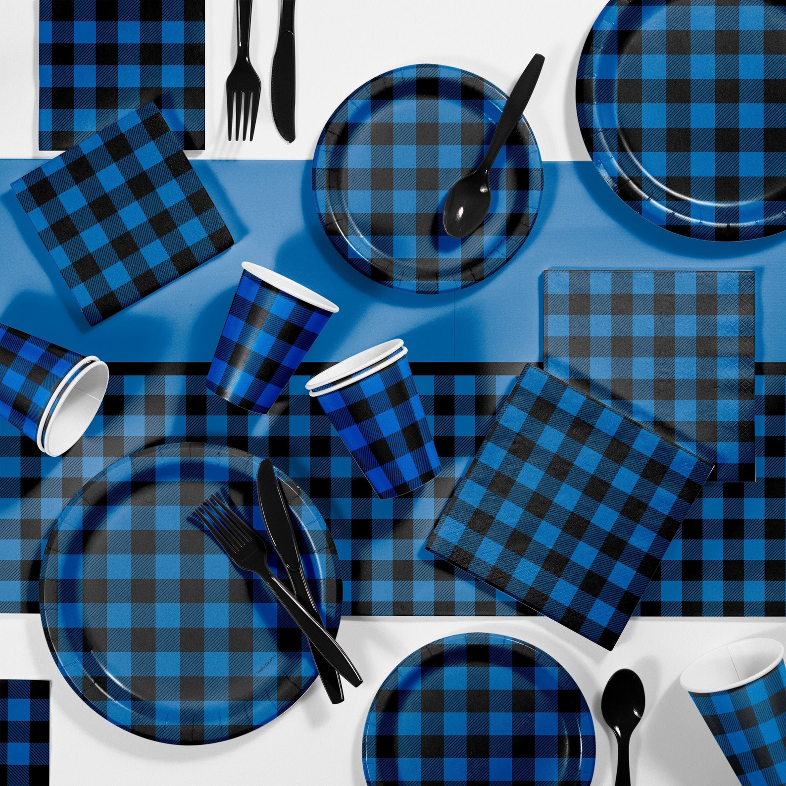 Blue Buffalo Plaid Plates Buffalo Plaid Party Supplies | Etsy