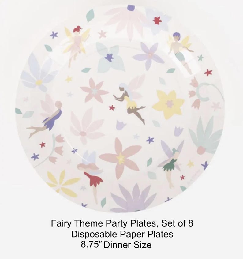 Fairy Party Paper Dinner Plates 8ct - Enchanted Garden Party, Fairy ...