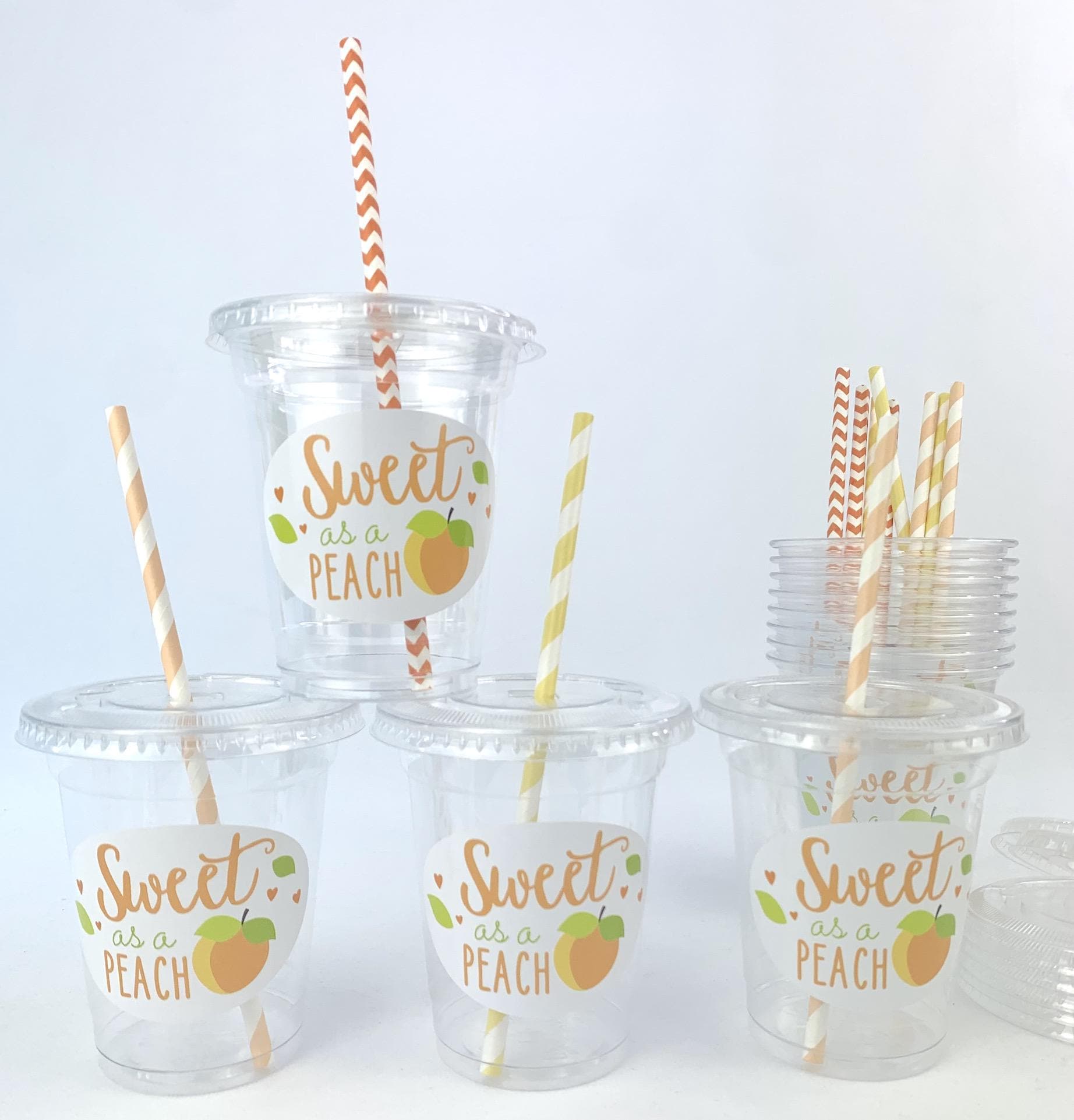 Peach Party Cups - Peach Birthday, Sweet as a Peach, Peach Party Favors ...