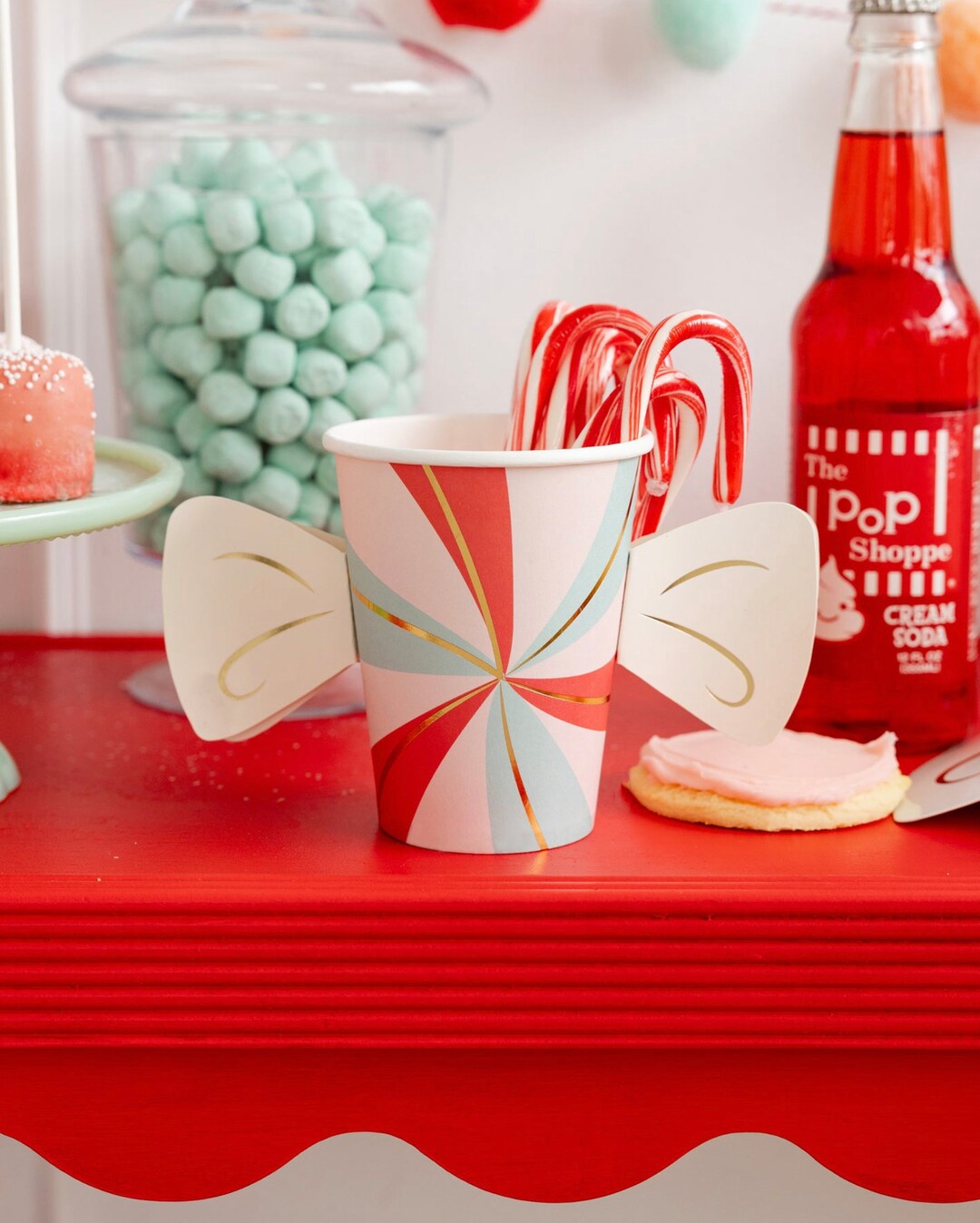 Candy Cane Party Cups - Christmas Party Supplies, Holiday Birthday Cups ...