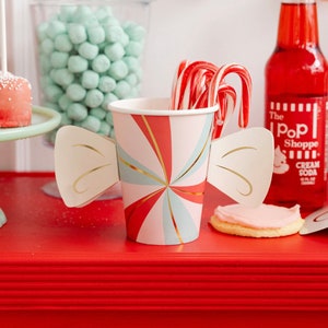 Candy Cane Party Cups - Christmas Party Supplies, Holiday Birthday Cups ...