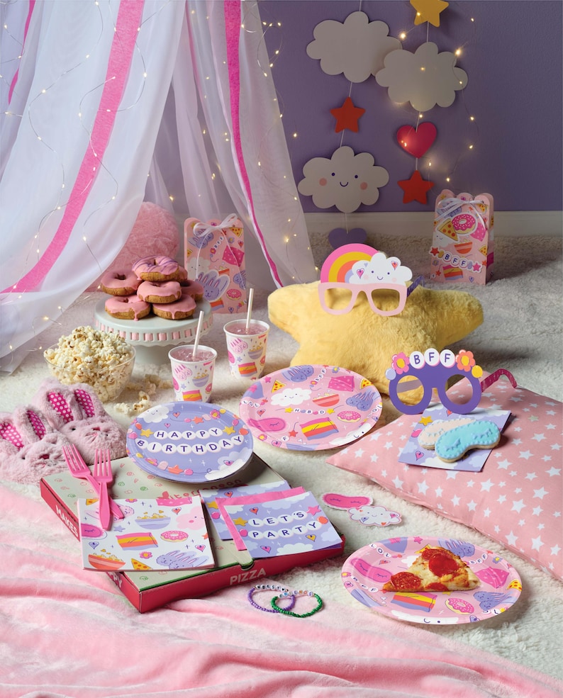 Sleepover Party Napkins 16ct – Pastel 6.5" Paper Napkins for Girl ...